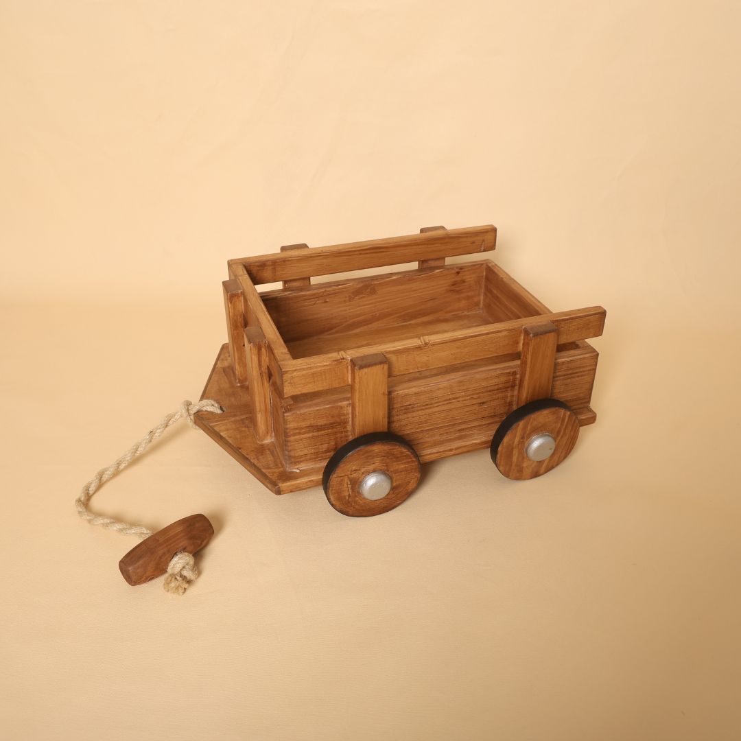 Wooden Cart Baby Prop with Rope Handle – whiteihf